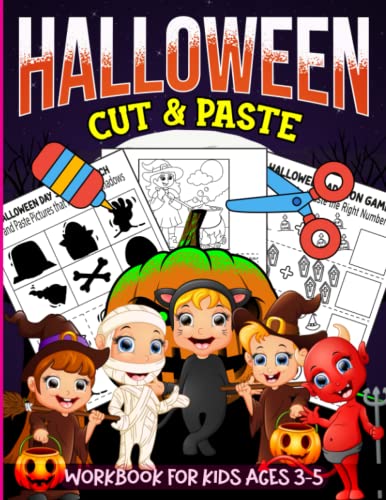 Halloween Cut and Paste Workbook for Kids Ages 3-5: A Fun Halloween ...