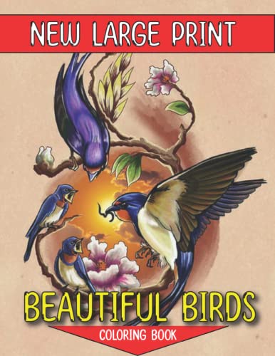 New Large Print Beautiful Birds Coloring Book: New Large Print ...