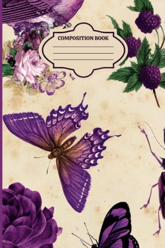 Composition Book: Bold Purple Nature Lined 6x9 Notebook by kells bells ...