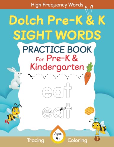 Dolch Pre-Kindergarten & Kindergarten Sight words Practice Book For ...