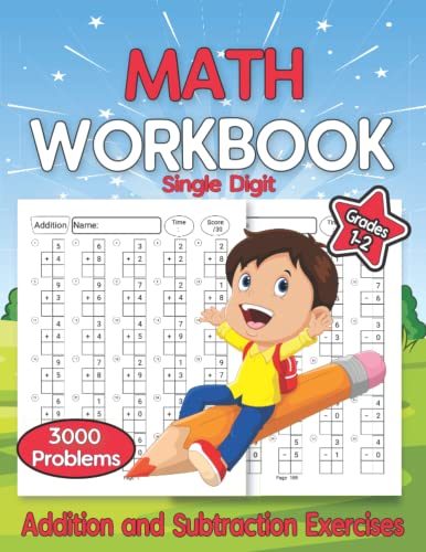Math Workbook Grades 1-2 Addition and Subtraction Exercises: Single ...