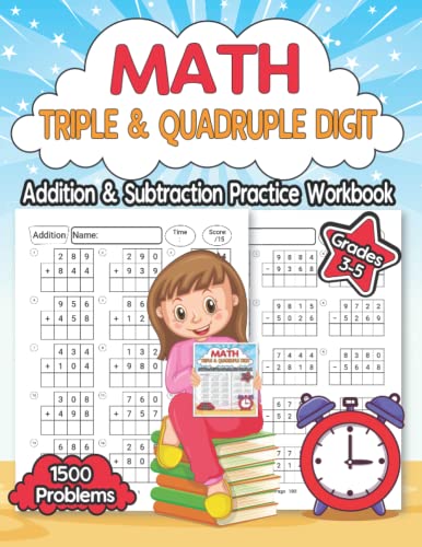 Math Triple and Quadruple Digit Addition and Subtraction Workbook for ...