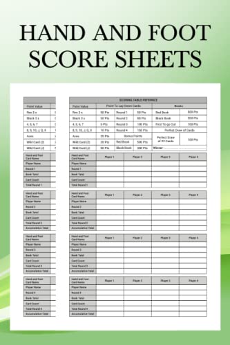 Hand and Foot Score Sheets: Hand and Foot Game Players Log Book, Score ...