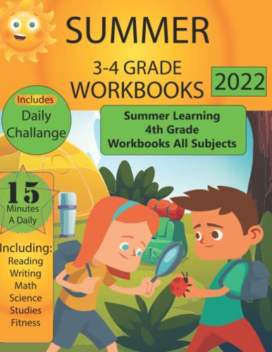 Summer 3-4 Grade Workbooks 2022: Summer Learning 4th Grade Workbooks ...