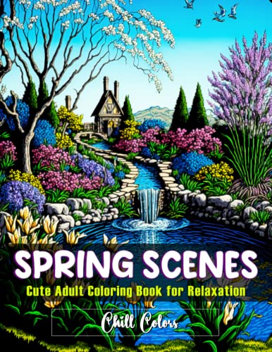 Cute Spring Scenes Coloring Book: An Adult Coloring Book for Relaxation ...