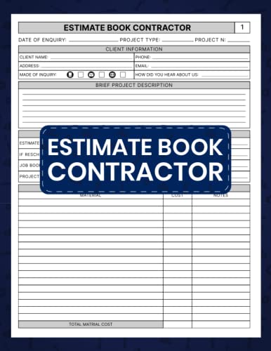 Estimate Book Contractor: Construction & Maintenance Daily Log with Job ...