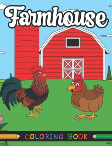 Farmhouse Coloring Book: Country Scenes, Barns, Farm Animals For Adults ...