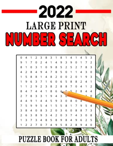 Large Print Number Search Puzzle Book For Adults: Big Puzzle Book With ...