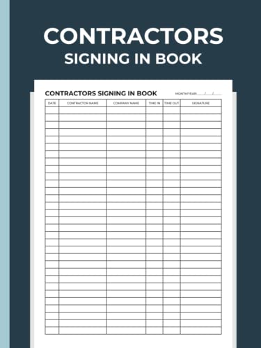 Contractors Signing in Book: Contractors Sign-in & Sign-out | Log Book ...