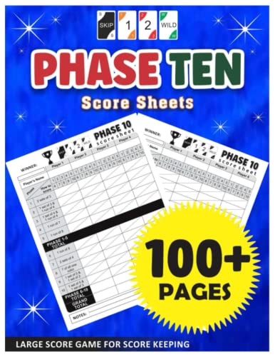Phase Ten Score Sheets: Large Print Score Pads with Size 8.5 x 11 ...
