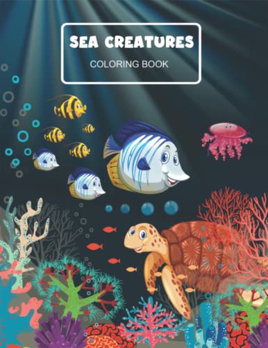 Sea Creatures Coloring Book: Sea Creatures With Background Under The ...