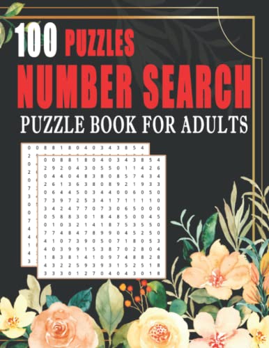 100 Number Search Puzzle Book For Adults: 100 Large Print Number Search ...
