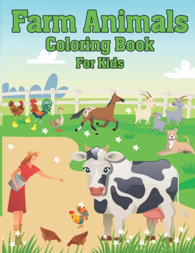 Farm Animal Coloring Book For Kids: Fun and easy to color Farm Animals ...