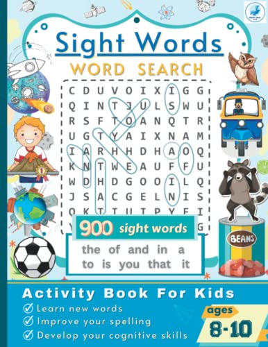 Sight Words Word Search Activity Book For Kids Ages 8-10. 900 Sight ...