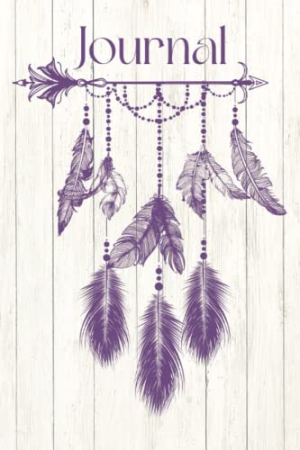 Boho Journal with Purple Feathers: Boho dreamcatcher Journal, 6 x 9 ...