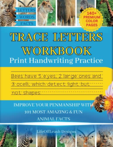 Trace Letters Workbook, Print Handwriting Practice For Kids & Teens ...