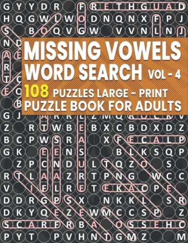 Missing Vowels Large Print: Word Search Missing Vowels for Adults and ...