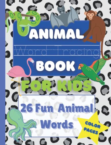 Animal Word Tracing Book for Kids: Cheetah print with blue spine - 26 ...