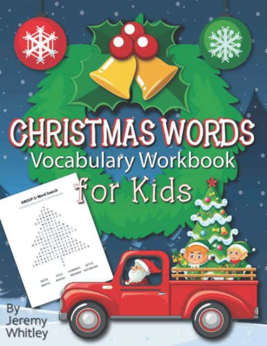 Christmas Words Vocabulary Workbook for Kids: Crosswords, Cryptograms ...