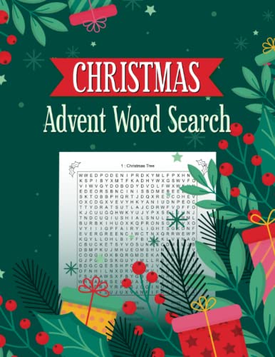 Christmas Advent Word Search Puzzle Book: 24 Day Christmas Themed ...