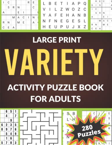 Variety Activity Puzzle Book for Adults | 280 Large Print Activity Book ...