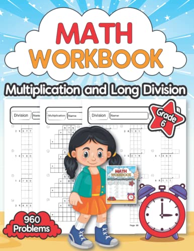 Multiplication and Long Division Math Workbook Grade 6: Math Worksheets ...