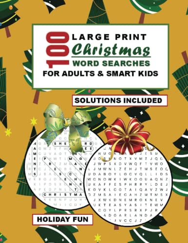 Christmas Word Searches for Adults & Smart Kids: 100 Large Print Word ...