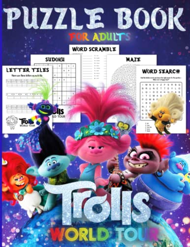 Trolls Puzzle Book: Funny A Beautiful World Word Search Tour Scramble ...
