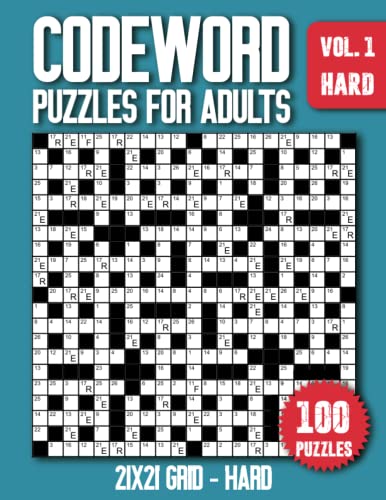 100 Hard Codeword Puzzles for Adults: 21 x 21 Grid - A4 by David G ...