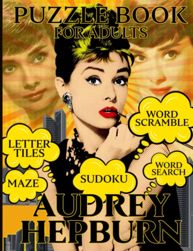 Audrey Puzzle Book: Books For Hepburn Word Search Activity Pages Stress ...