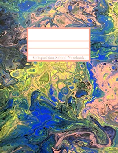 Composition School Notebook: Pretty Purple Pinks, Happy Fun Marble Look ...