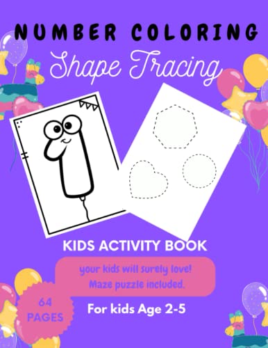 Number Coloring, Shape Tracing.: Basic activity book for kids Age 2-5 ...