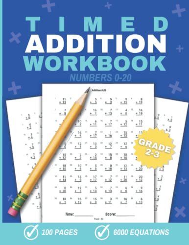 Timed Addition Workbook: Math Workbook for Grades 2 and 3 with 6000 ...