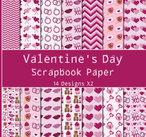 Valentine's Day Scrapbook Paper: Cute Pinky Love Patterns, Craft Paper ...