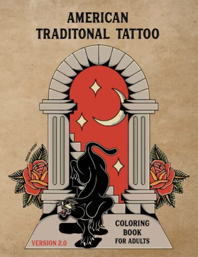Classic American Traditional Tattoo Flash Coloring Book: 60 Old School ...