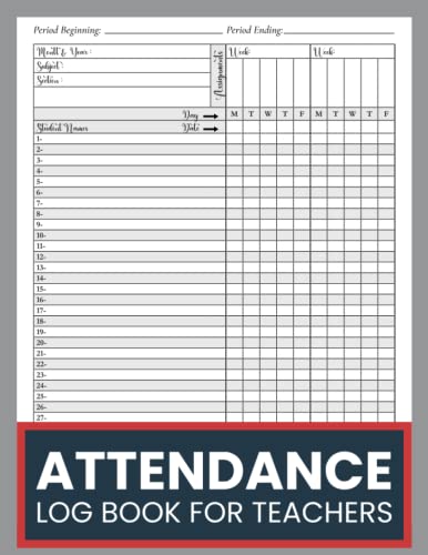 Attendance Log Book for teachers: Simple Attendance Tracker with Space ...
