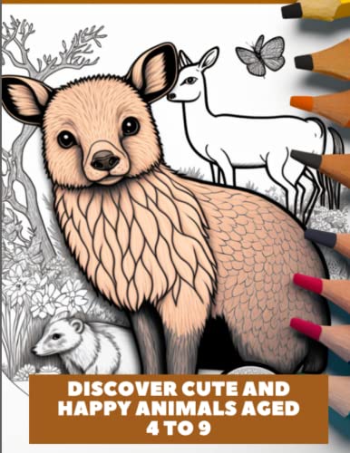 Discover Cute and Happy Animals Aged 4 to 9: Easy Coloring Pages for ...