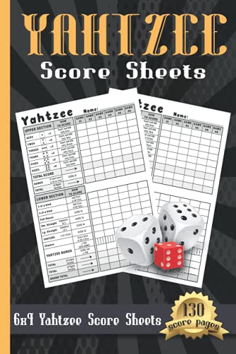 Yahtzee Score Sheets: 130 Score Pages for Scorekeeping, Yahtzee Score ...