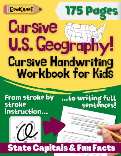 Cursive U.S. Geography! Cursive Handwriting Workbook for Kids: Learn to ...