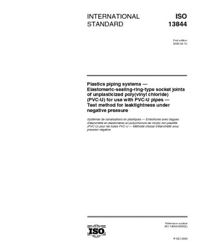 ISO 13844:2000, Plastics piping systems - Elastomeric-sealing-ring ...