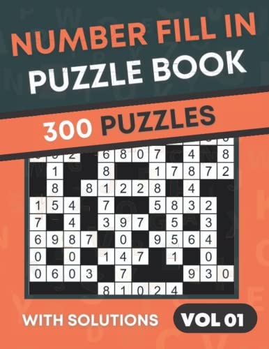 Number Fill in Puzzle Books For Adults: 300 Number Fill Ins Puzzles ...