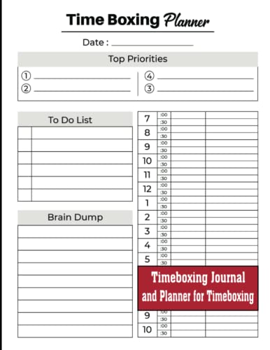Productivity Planner and Journal for Timeboxing: Time Boxing Notebook ...