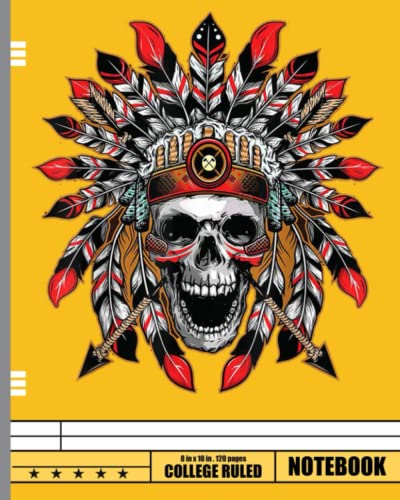 Native American Indian Chief Skull Motorcycle Headdress Notebook ...