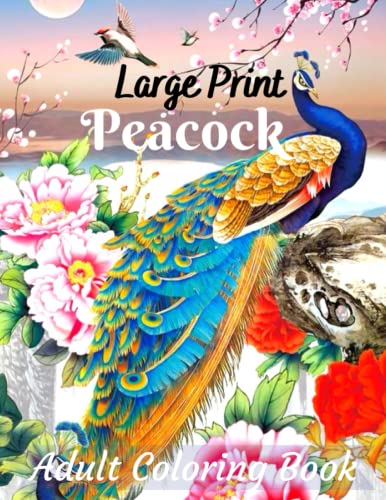 Large Print Peacock adult Coloring Book: Large Print Peacock Designs ...