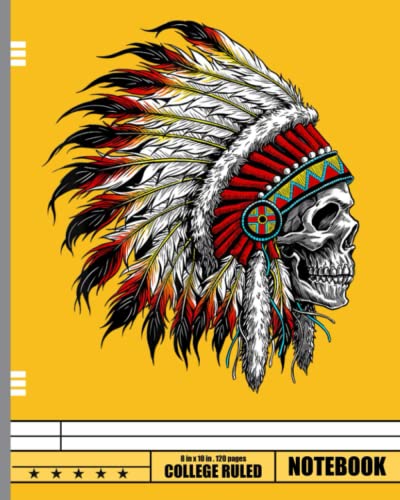 Native American Indian Chief Skull Motorcycle Headdress Notebook ...