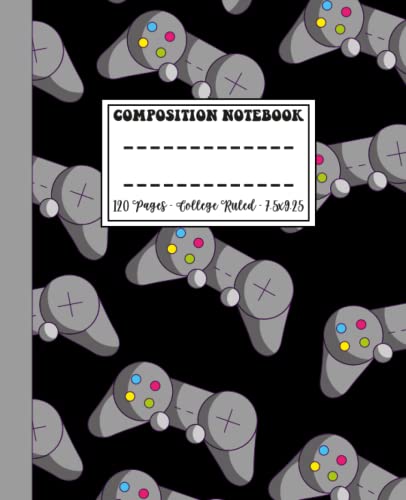 Video Game Composition Notebook: Cute Black Video Game Controller Wide ...