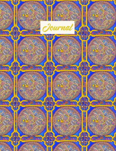 Mosaic Pattern Squares Mediterranean Style Notebook or Journal: Yellow ...