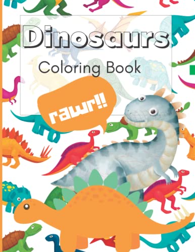 Dinosaur Coloring Book for Kids: greyscale coloring book, dinosaurs ...