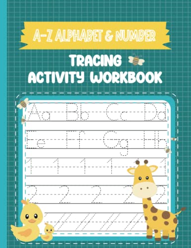 A-Z Alphabet and Number Tracing Activity Workbook : Trace A-Z Letters ...