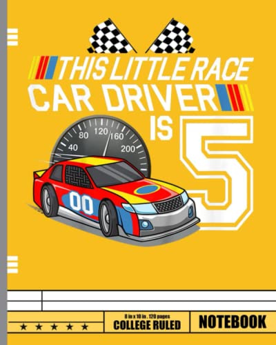 5 Year Old Race Car Birthday This Little Race Car Driver Is 5 Notebook ...